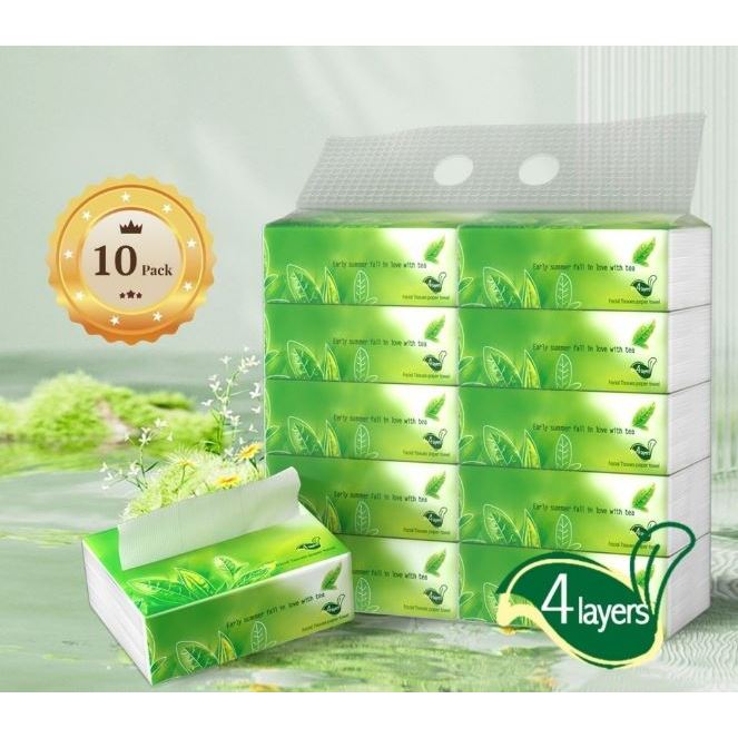 (10Packs) TC Organic green tea Facial Tissue Paper towel | Shopee ...
