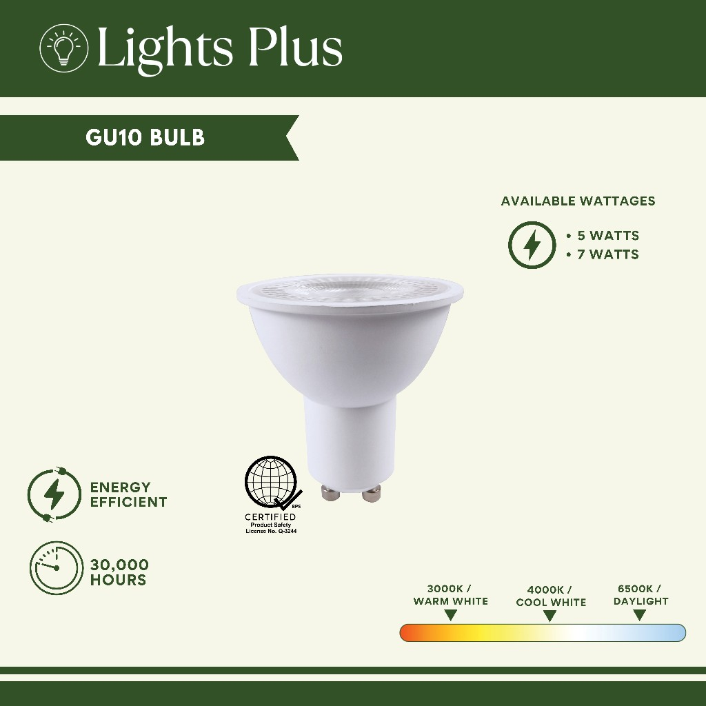LED GU10 Spotlight Bulb 5W&7W| Warm White 3K | Cool White 4K | Daylight ...
