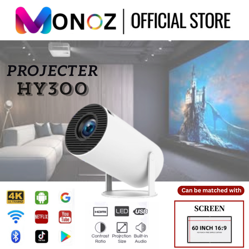 HY300 Projector Android 11 LCD 4k Projector 1080P Dual WIFI with ...