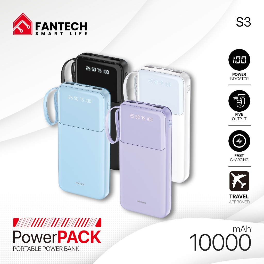 Fantech S3 Power Pack Portable Powerbank with 10,000 mAh Fast Charging ...