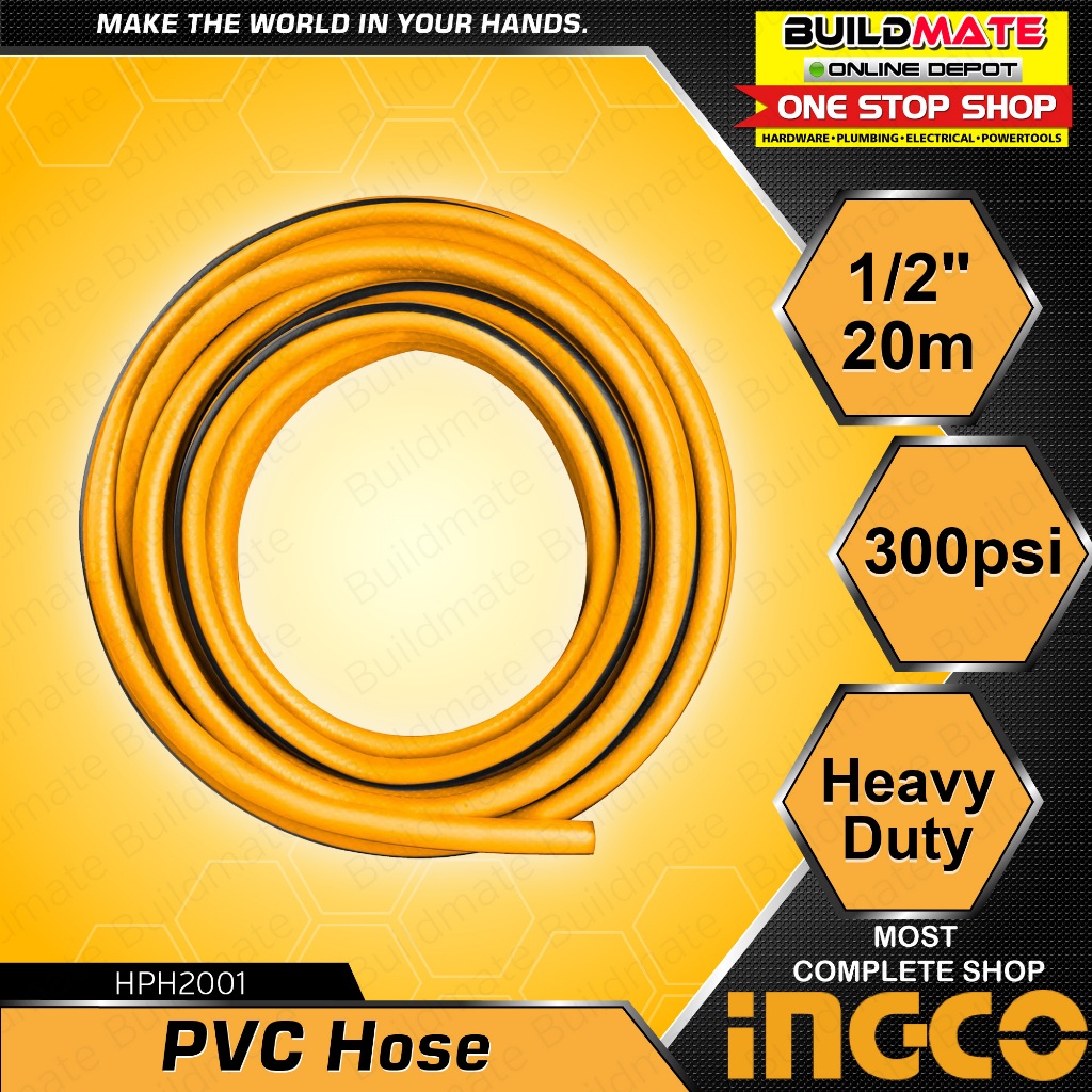 Buildmate x INGCO 20M 3PLY Thick Original PVC Garden Hose 1/2" Heavy ...
