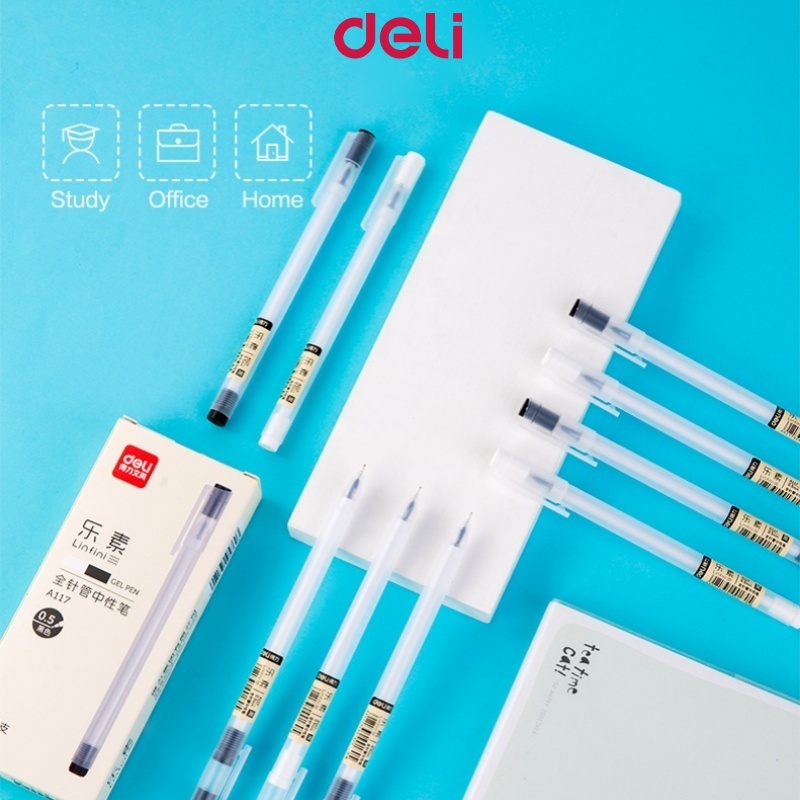 Deli Gel Pen 0.5mm Full Needle Tube Black Refill Smooth Writing 1PCS ...