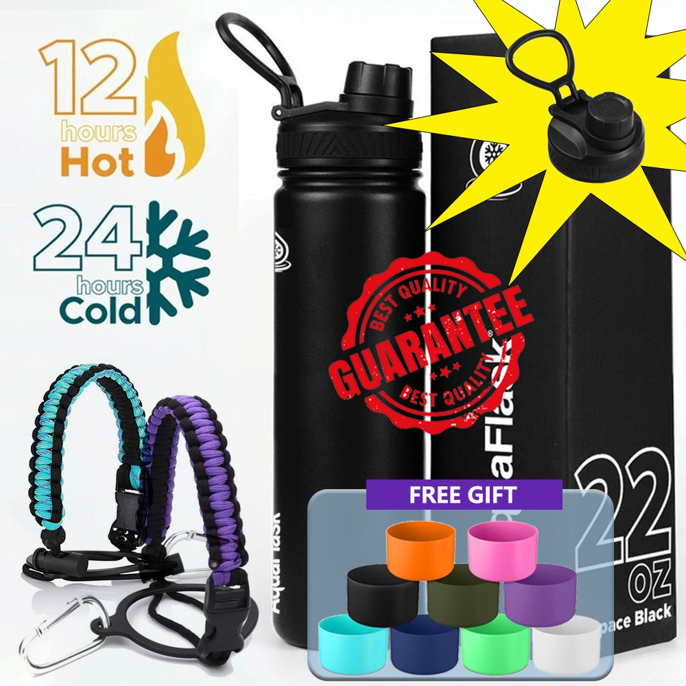 22oz Wide Mouth with Spout Lid Vacuum Insulated Drinking Flask with Free Silicone Protection ...