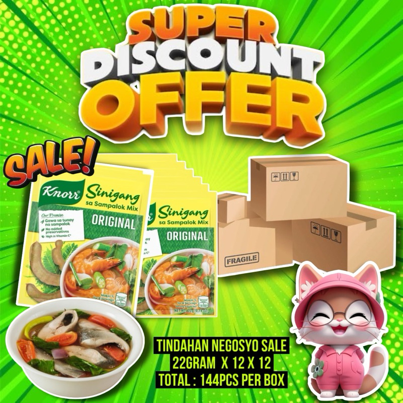 Knorr Sinigang sa Sampalok Mix Tamarind Soup Original Made 22gram x 12 x 12 total 144pcs Per Box ...