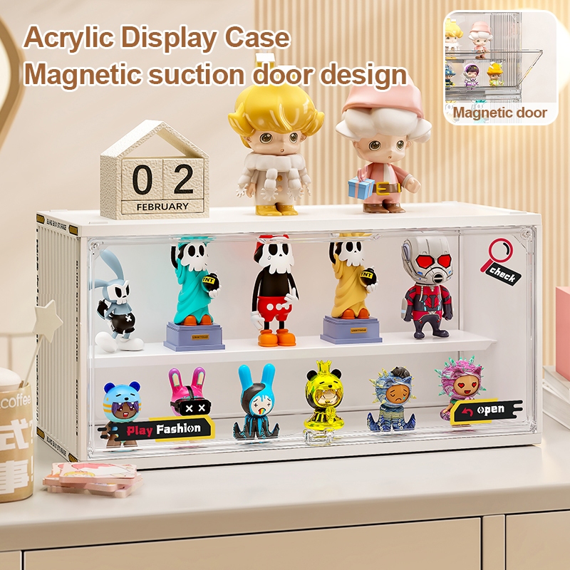 Acrylic Transparent Storage Box Popmart Figure Box Stackable Magnetic ...