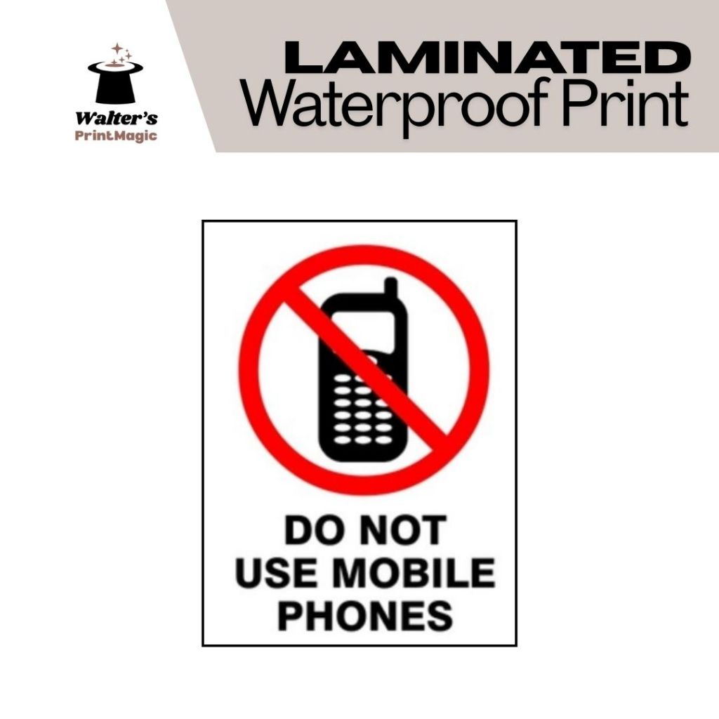 Do Not Use Mobile Phones | Do Not Use Cellphone | Laminated Waterproof ...