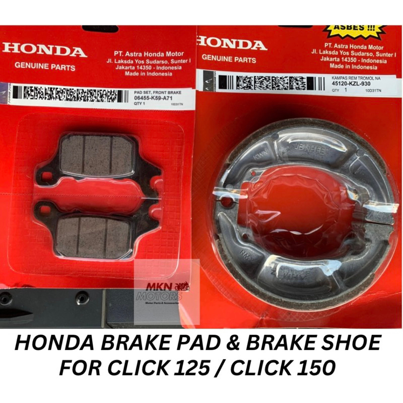 HONDA Brake Pad & Brake shoe for Click 125 / Click 150 / Click V2 & V3 ...