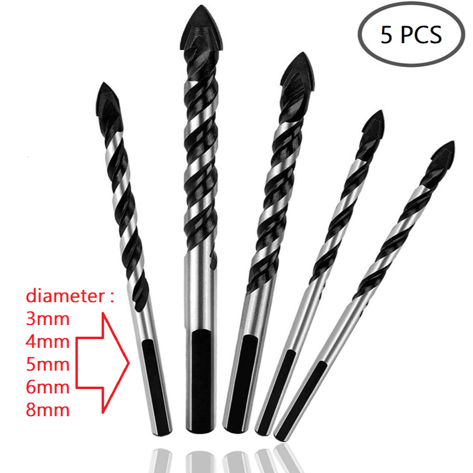 5PCS Ceramic Tile Drill Bits Masonry Drill Bits Multi - Material ...