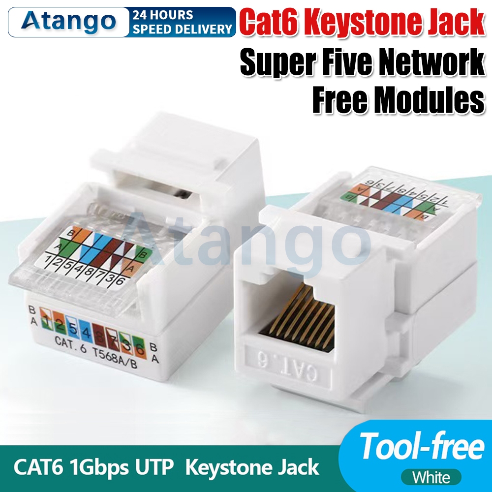 Cat6 Rj45 Connector Tool-Less No Punch Down Tool Required Keystone ...
