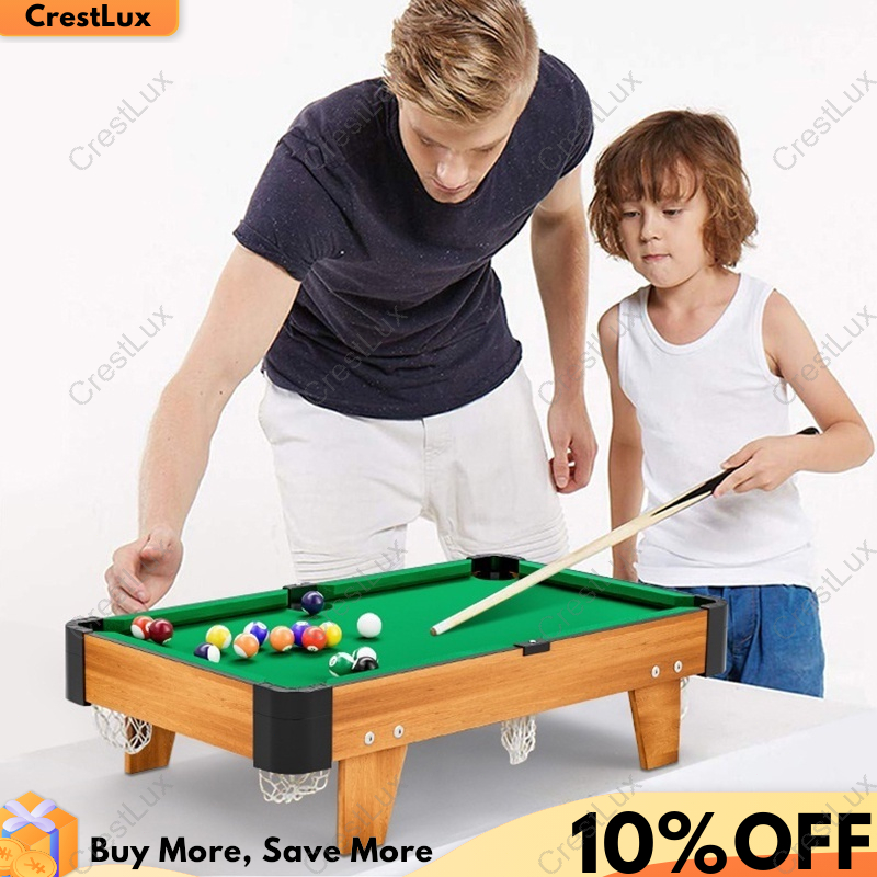 CrestLux Wooden Mini Pool Table with Metal Legs for Home Games ...
