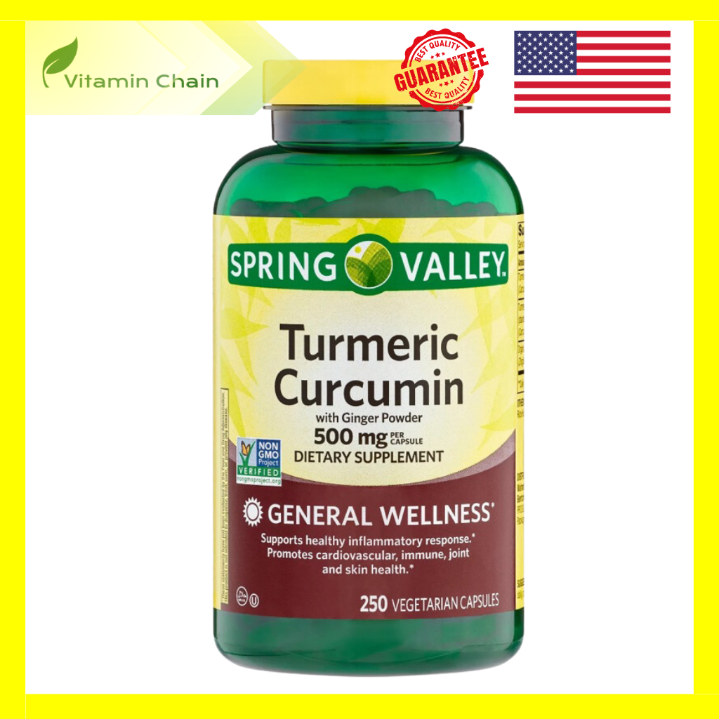 Spring Valley Turmeric Curcumin with Ginger Powder 500mg 250 Capsules ...