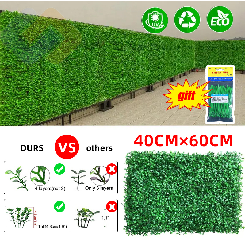 Artificial Grass Mat 40×60cm Artificial Plant Foliage Hedge Grass Mat ...