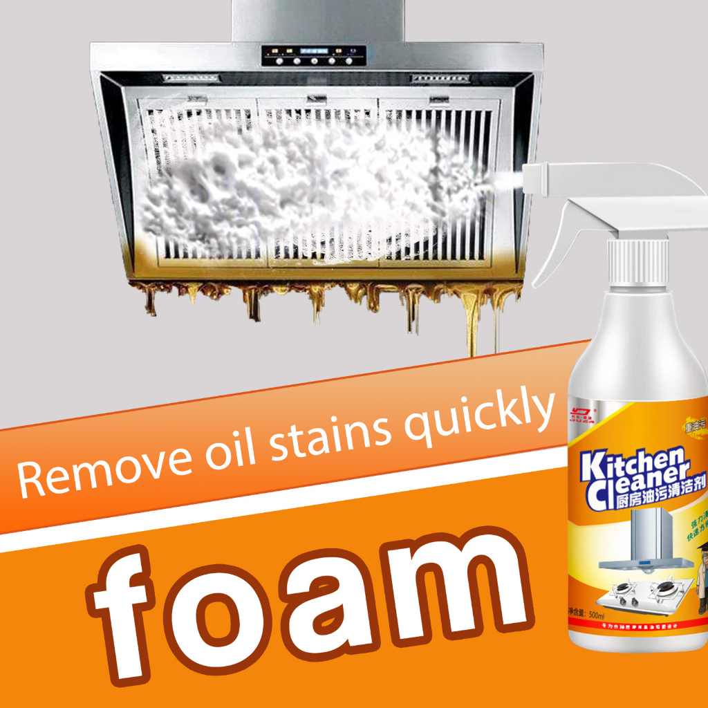 Kitchen Oil Stain Cleaner Spray 500ml Heavy Oil Stain Remover Quick ...