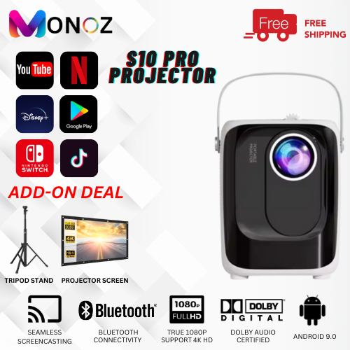4K Android Projector S10 FULL HD 5G WIFI LED Video Netflix Mini ...