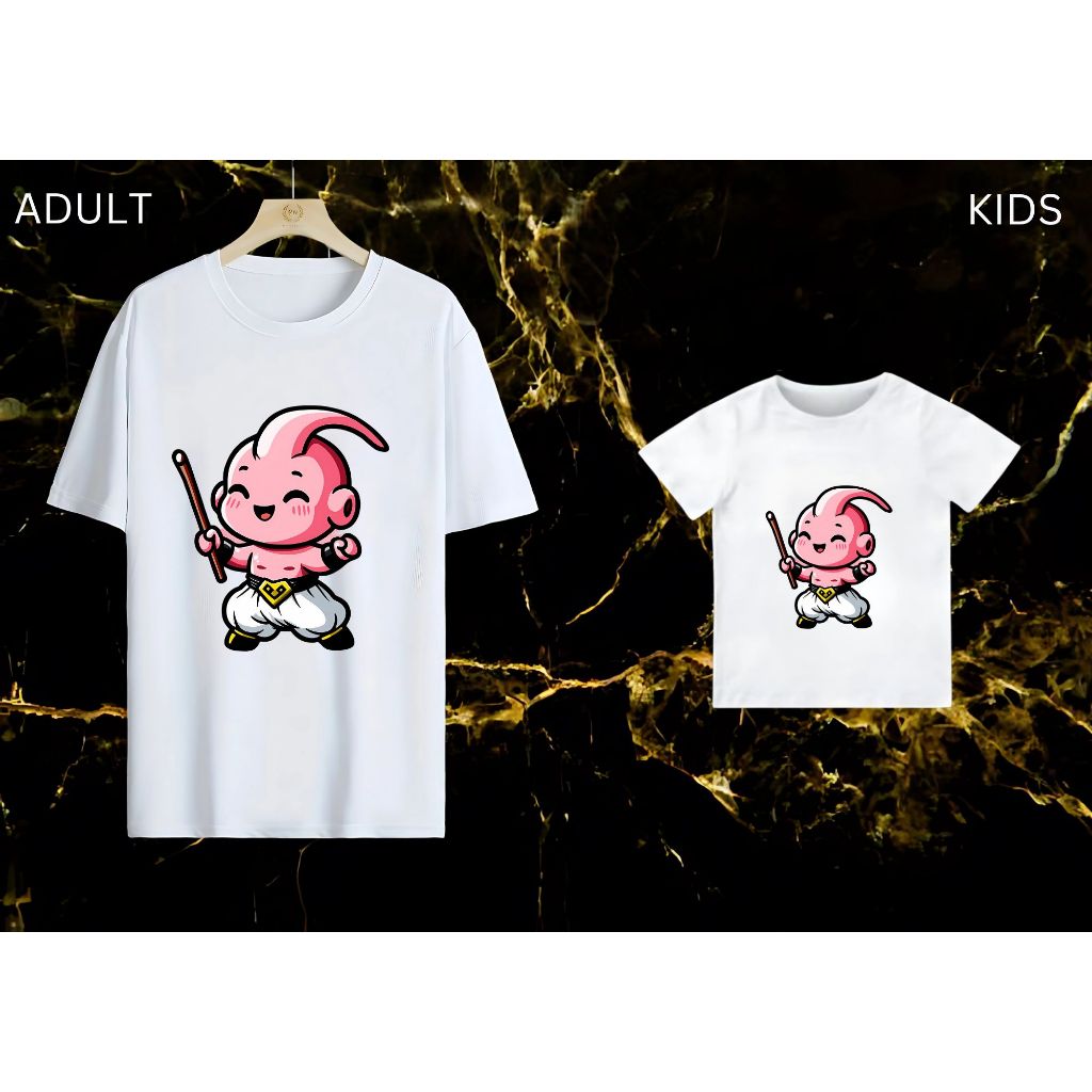 Adult and Kids T-Shirt Print Dragon Ball Cute Chibi Majin Buu, Beerus ...