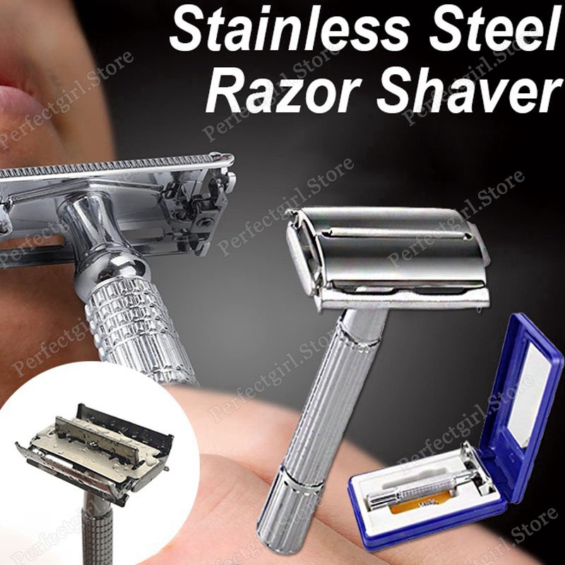 Manual Shaver with Blade Stainless Steel Razor Shaver for Men Safety ...