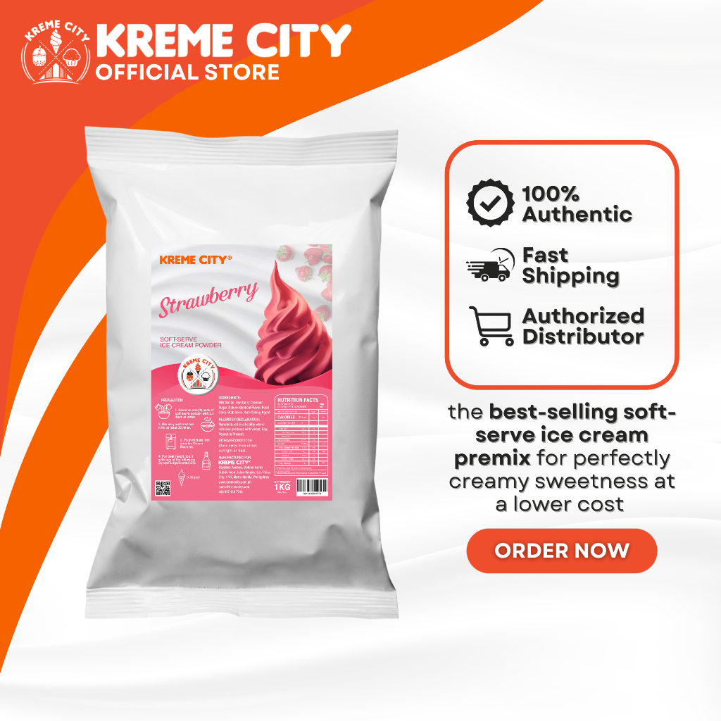 Kreme City Strawberry Soft Serve Ice Cream Powder Premix 1kg | Shopee ...