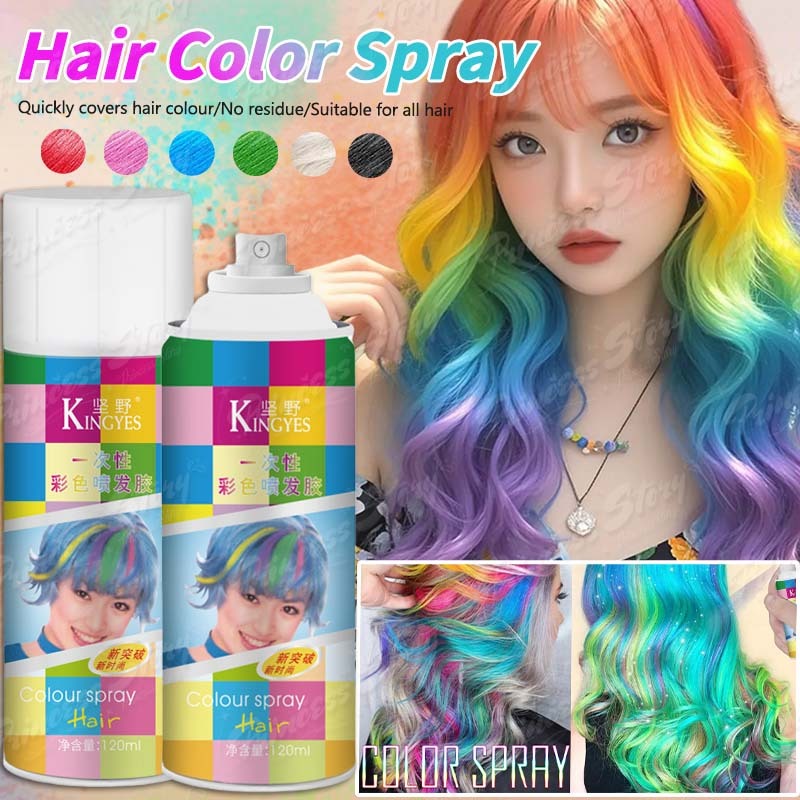 120ml Temporary Hair Color Spray Washable Hair Dye Spray | Shopee ...