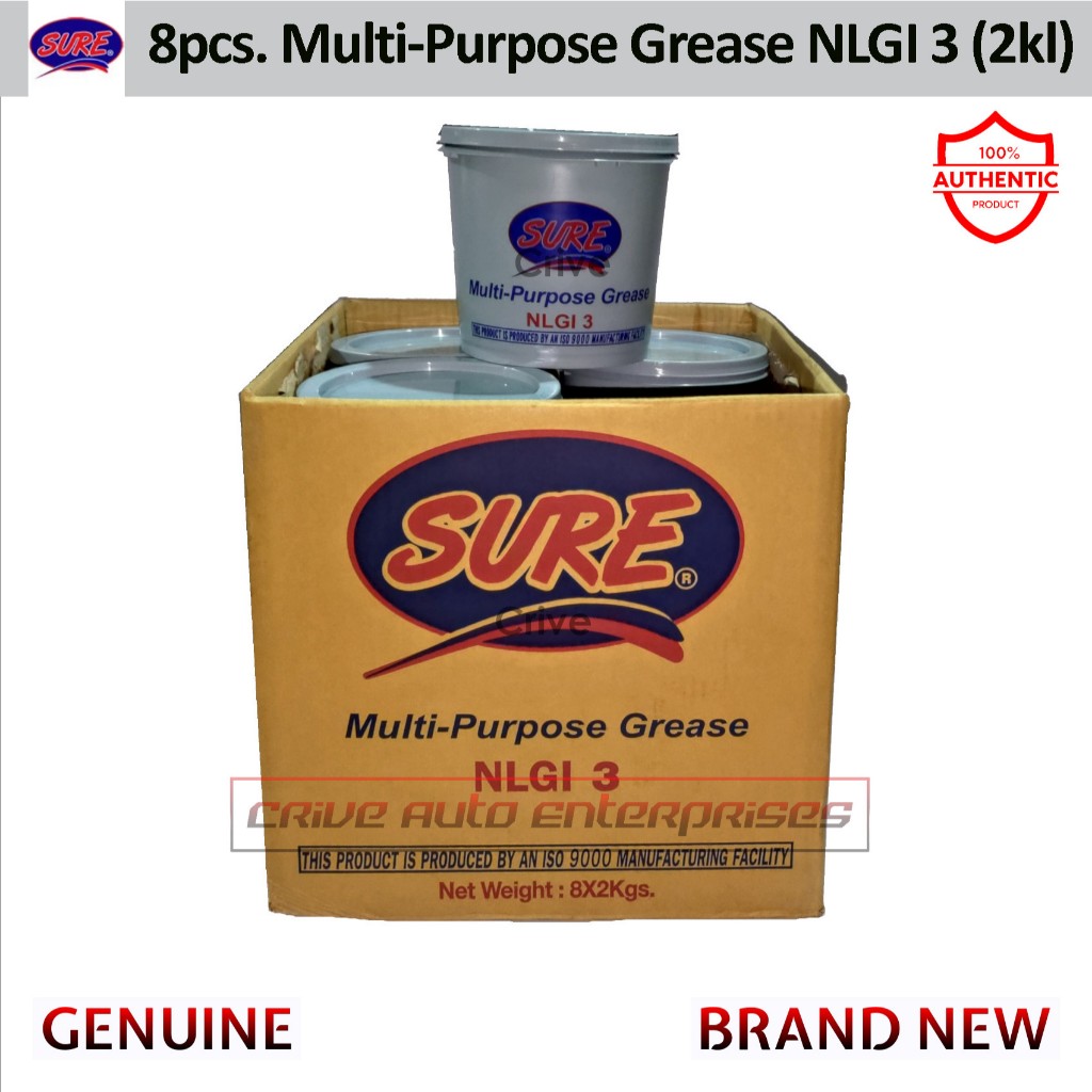 ORIGINAL 8pcs. Sure Multi-Purpose Grease NLGI 3 (2kl / 2 kilo) | Shopee ...