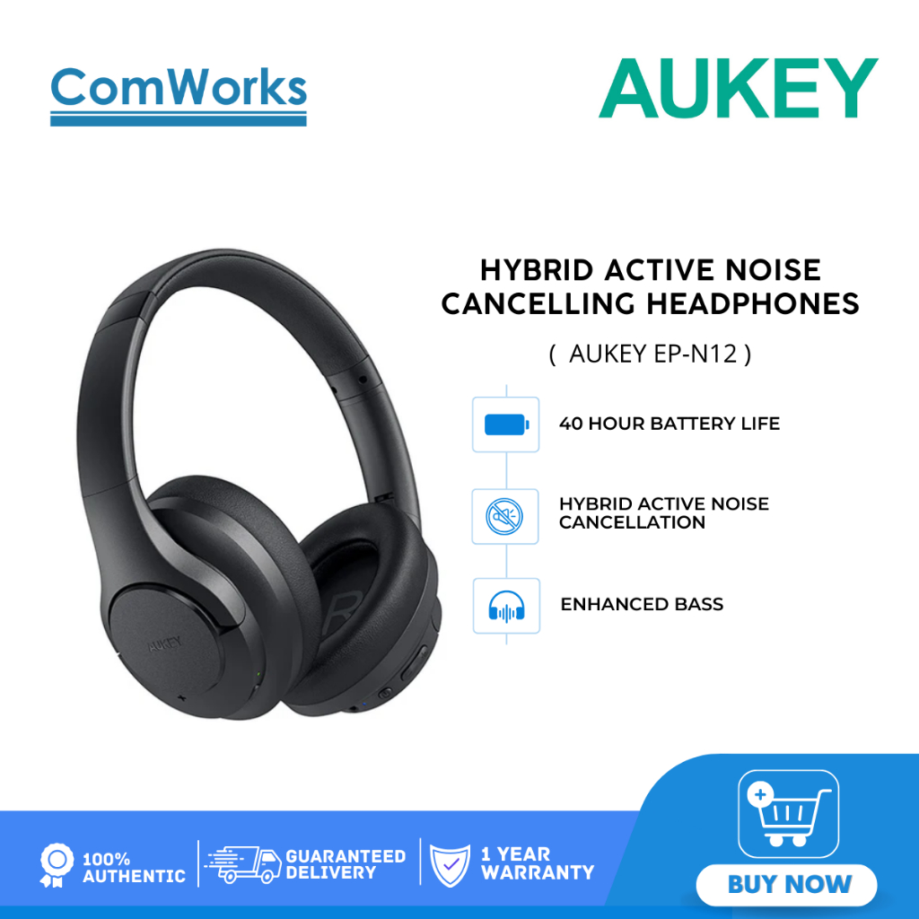 ComWorks | AUKEY EP-N12 Hybrid Active Noise Cancelling BT Wireless ...