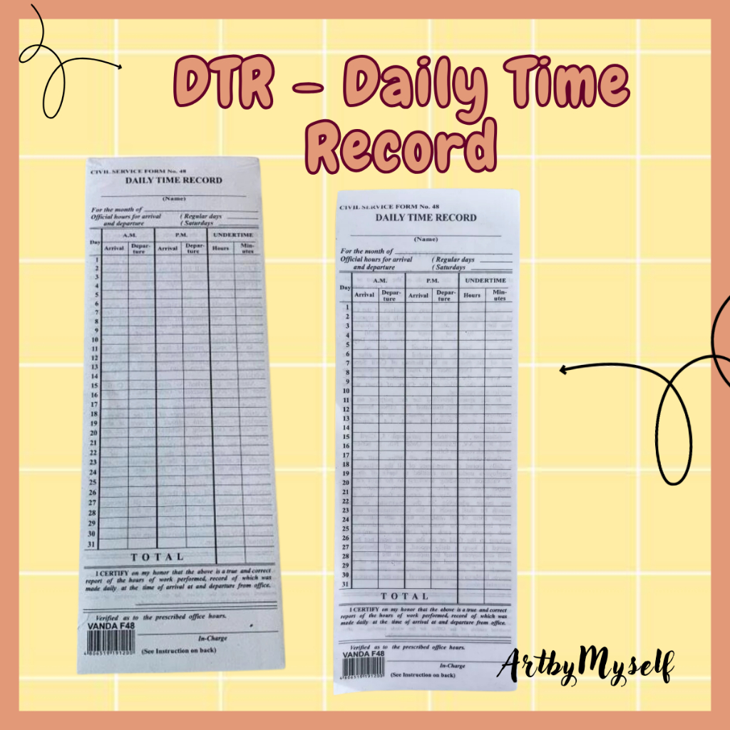 100 sheets Daily Time Record(DTR) | Shopee Philippines