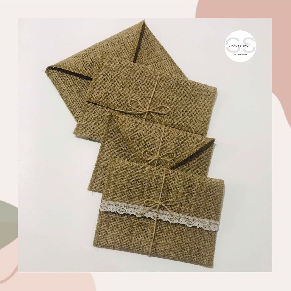 Jute Envelope Hand Made Burlap Rustic Boho Jute Envelope for Gifts ...