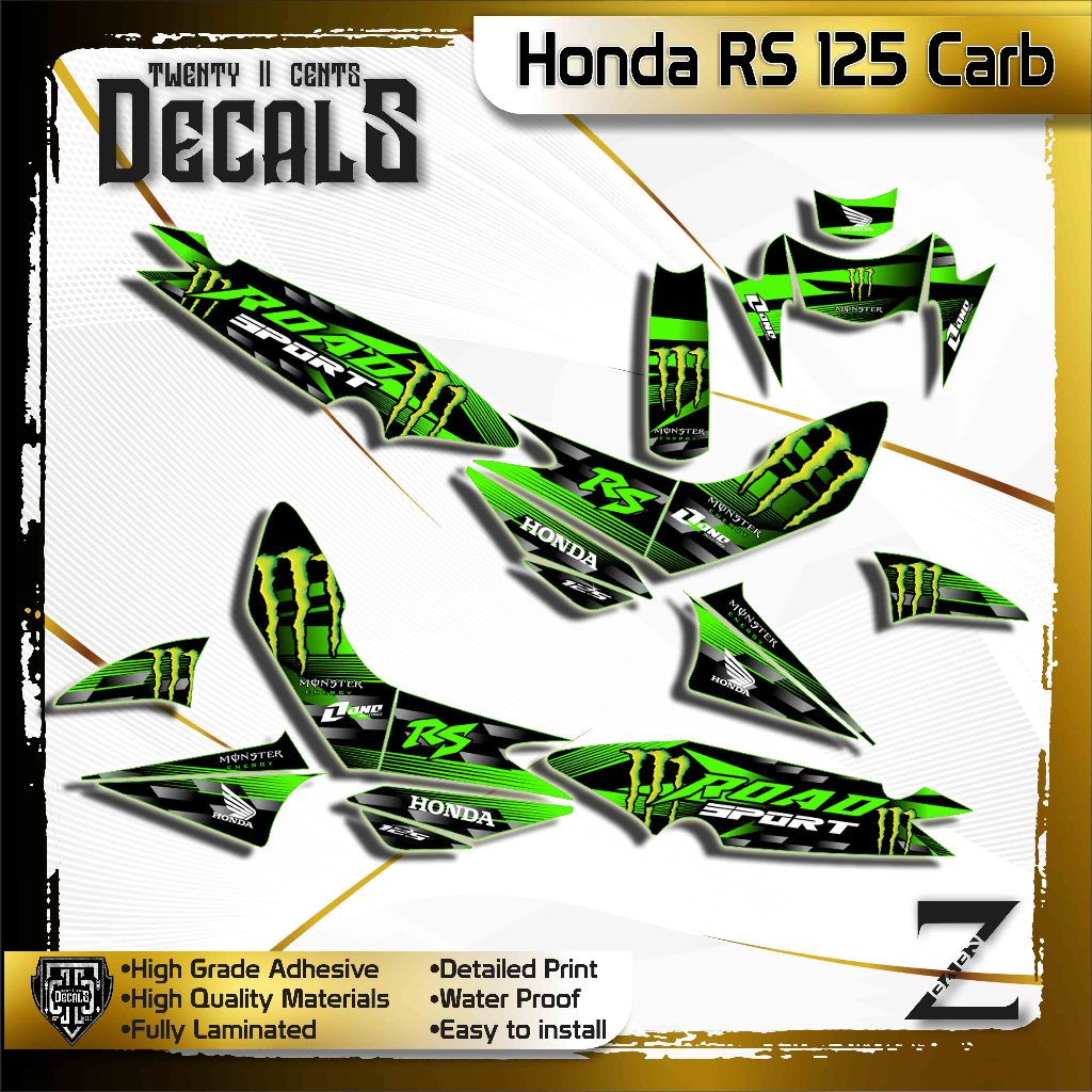 Honda RS 125 Carb Decals High-Quality Stickers (monstr energy) | Shopee ...