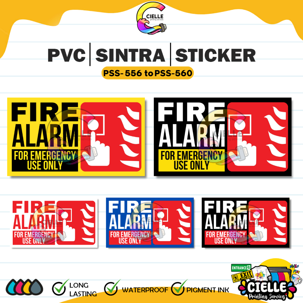 PVC │ SINTRA │ STICKER SIGNAGES (PSS-556 to PSS-560) - FIRE ALARM ...