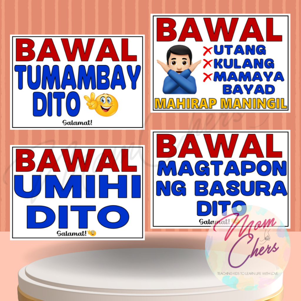 Laminated Signage Poster Bawal Tumambay Umihi Umutang Magtapon ng ...
