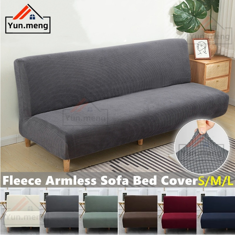 Yunmeng Sofa Cover armless sofa cover Plain L Shape 1/2/3/4-seater L ...
