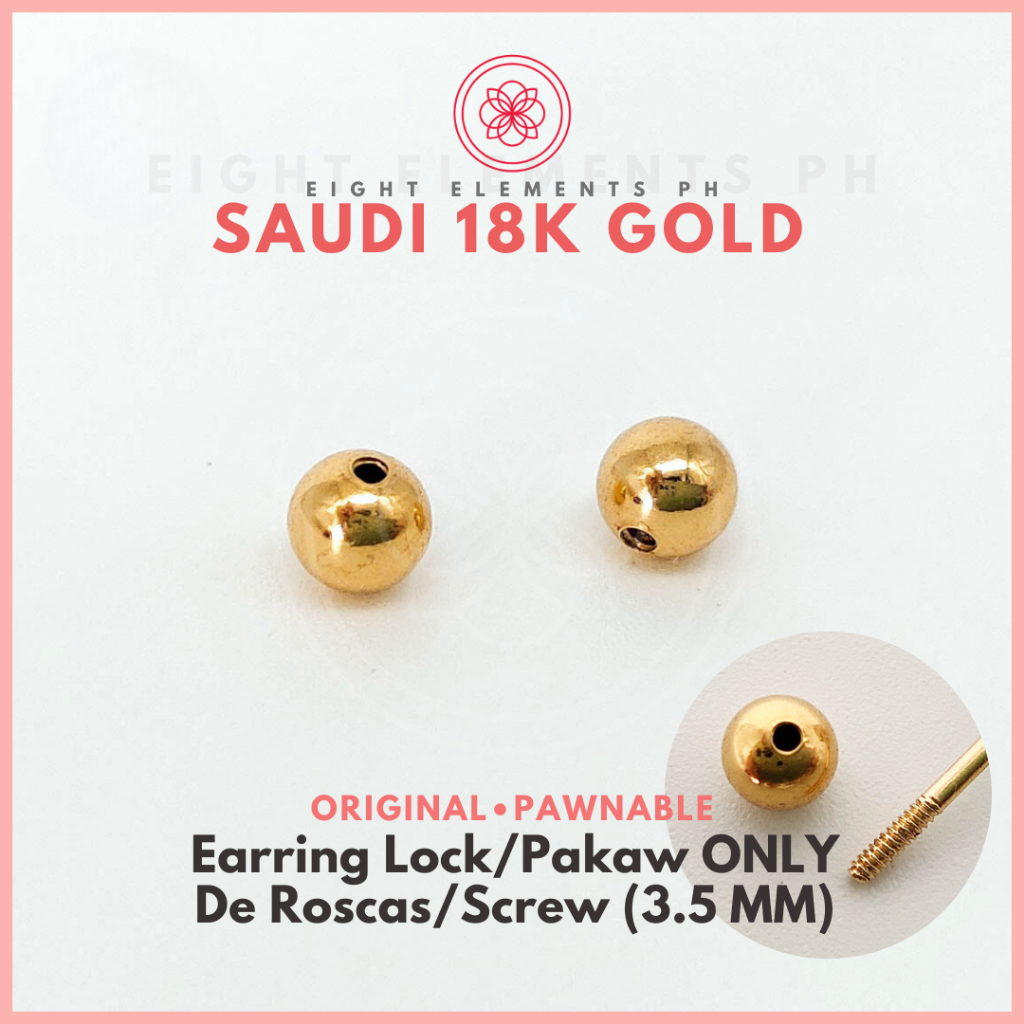 COD PAWNABLE 18k Saudi Gold Earring De Roscas Screw Lock (3.5 MM ...
