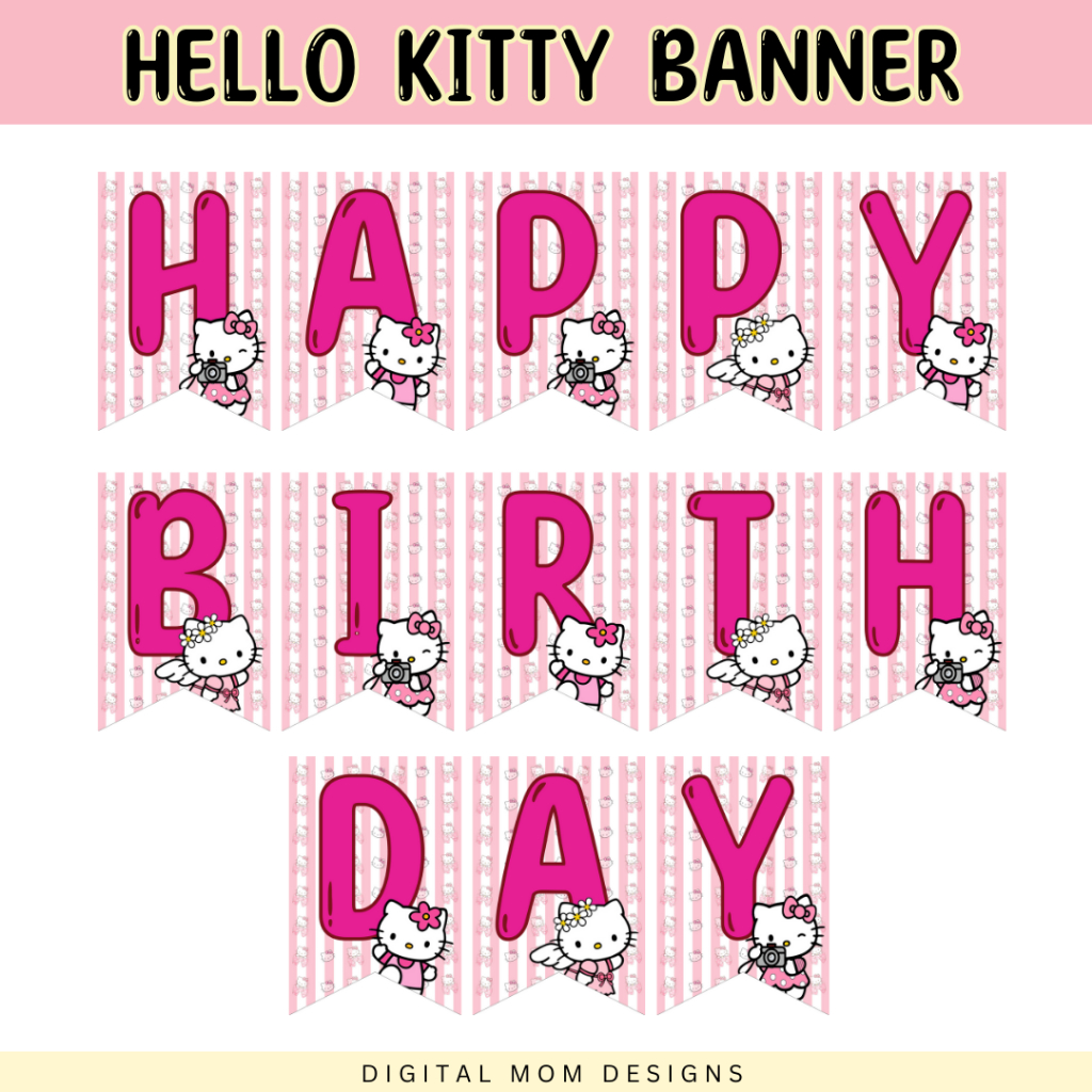 Hello Kitty Customized Party Banner - Bunting Birthday Banner | Shopee ...
