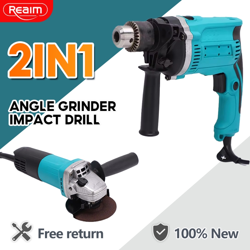 REAIM Impact Drill and Grinder 2 in 1 Power Tool Set 850W in a box ...