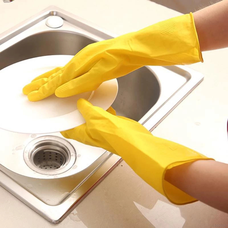 MMT Multipurpose Reusable Latex Yellow Rubber Gloves Latex Kitchen Long ...