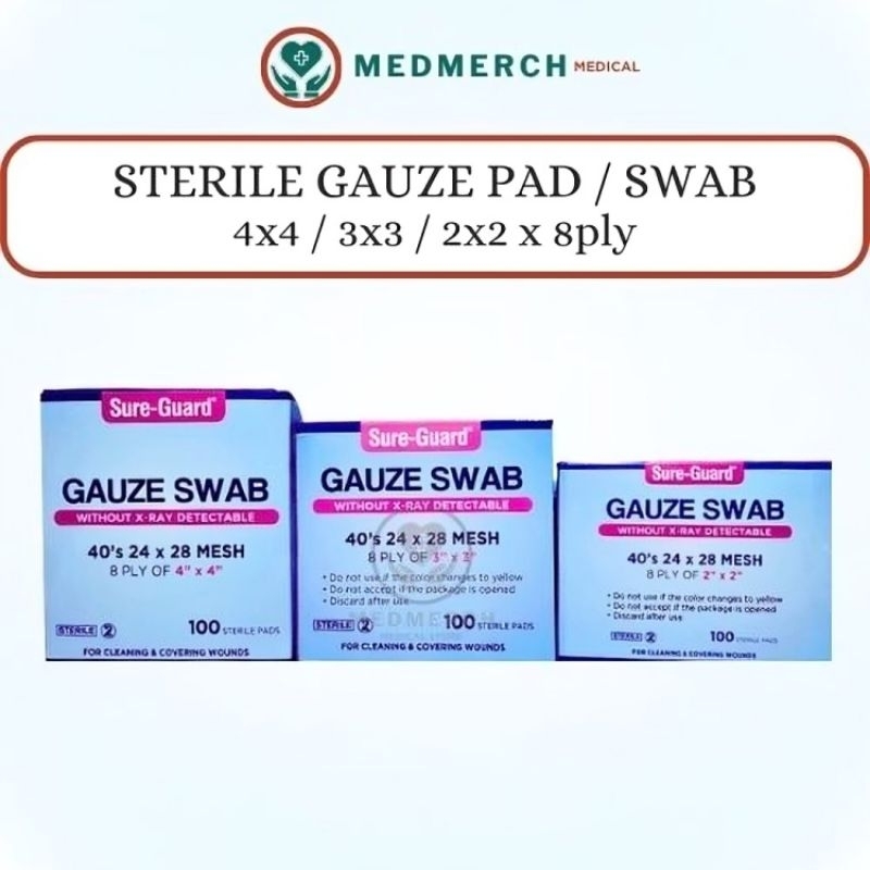 Gauze Pad / Swab Sterile 2x2, 3x3, 4x4 x 8 ply Sold per Box | Shopee ...