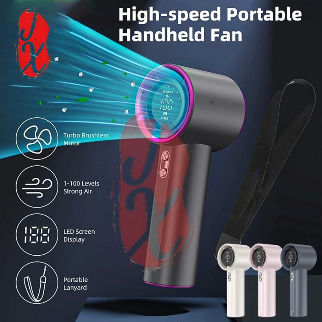 JX 6000 mAh Turbo Jet Mini Fan Rechargeable High-Speed Handheld ...