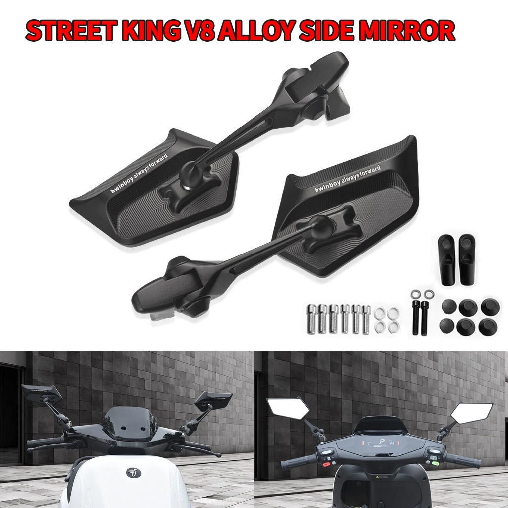 Street King Side Mirror V8 Motorcycle Rearview Mirror Full Alloy Non ...