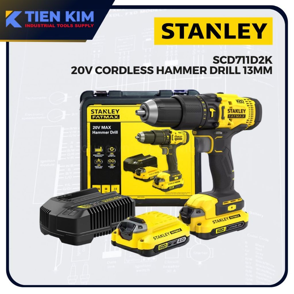 Stanley Fatmax SCD711D2K 20V Cordless Hammer Drill 13mm | Shopee ...