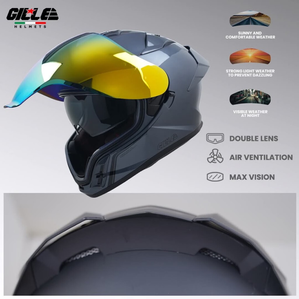 GILLE Official A5009 PHOENINX Drink Smoke Modular Helmet Full Face Open ...