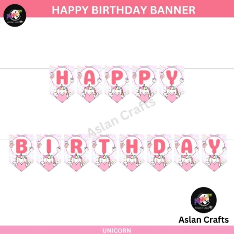 Unicorn Theme Happy Birthday Banner Party Decorations Glossy Photo ...