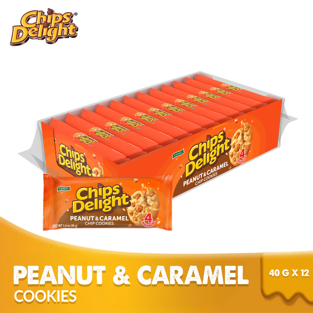Chips Delight Peanut and Caramel Chip Cookies 40g (Pack of 12) | Shopee ...