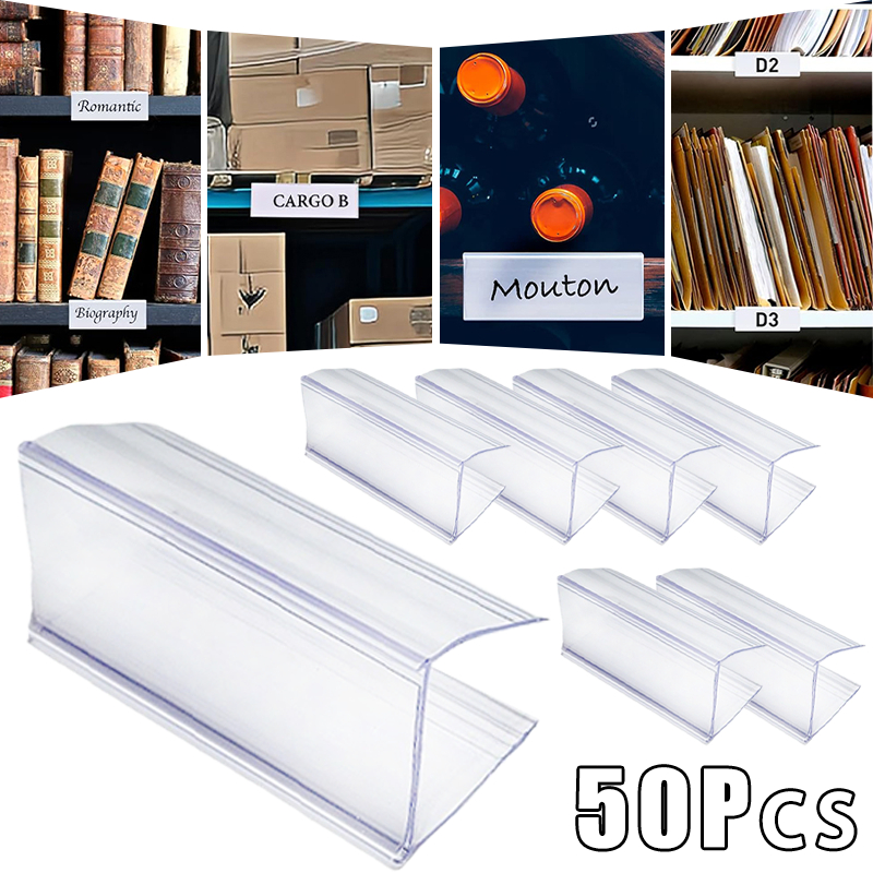 50Pcs PVC Clear Shelf Label Holder Clear Wire Shelf Label Holder ...