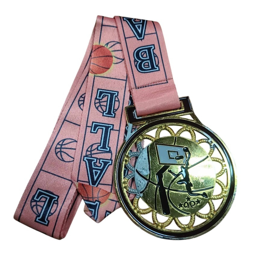 BASKETBALL MEDAL 6.5CM COLORED LACE GOLD ONLY ( WITH STAIN ) | Shopee ...