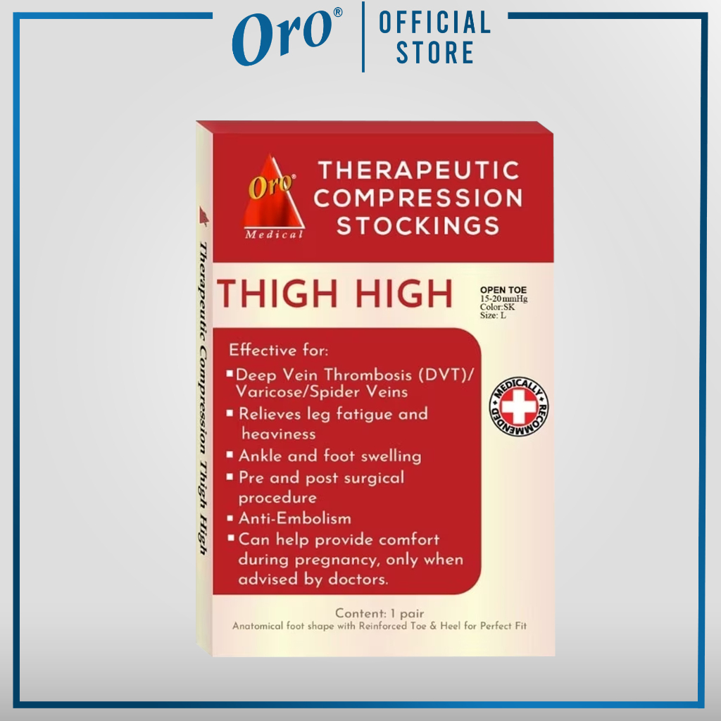 ORO Therapeutic Compression Open Toe Thigh High Stockings 15-20mmHg ...