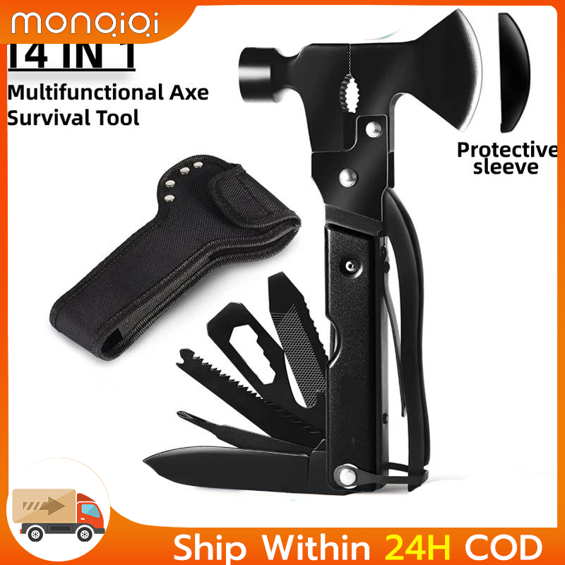 16 in 1 axe with knife axe hammer saw screwdriver pliers bottle opener multi-function tool ...