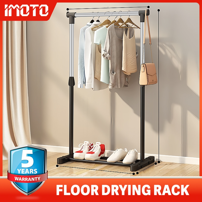 IMOTO Adjustable Double Pole Clothes Rack Drying Rack with Wheels ...