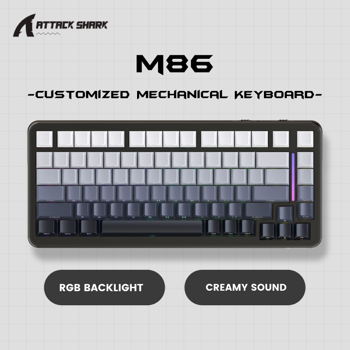 Attack Shark M86 Wireless Mechanical Keyboard Bluetooth Rgb Side Carved ...