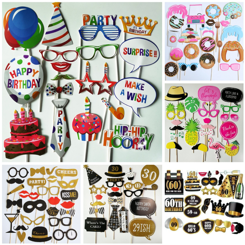 D227 Photo Props | Happy Birthday Party Kids Family Celebration Paper ...