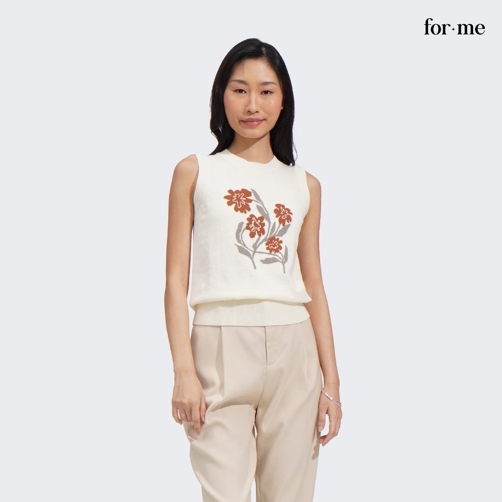 ForMe Flat Knit Graphic Tee For Women (Cream) | Shopee Philippines
