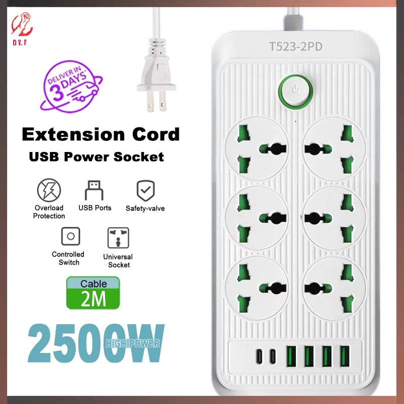 Multi functional power socket, 4 USB ports 3/4/6 universal interfaces ...